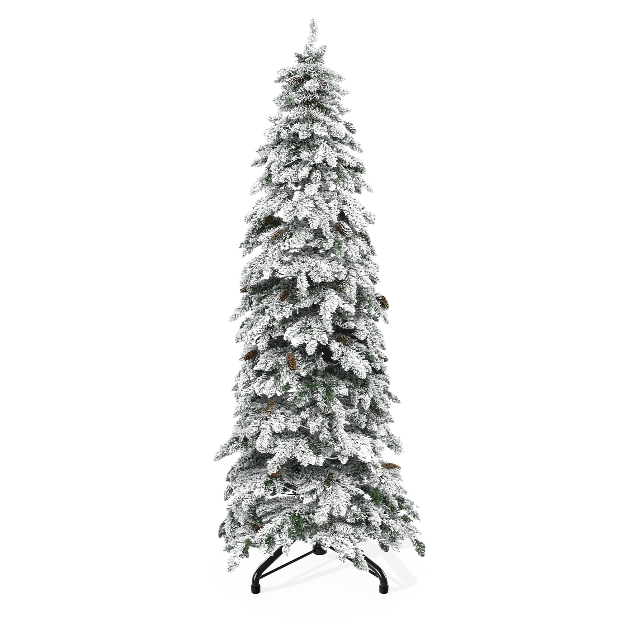 The Holiday Aisle® Pre-Lit Flocked Slender Spruce Artificial Christmas ...