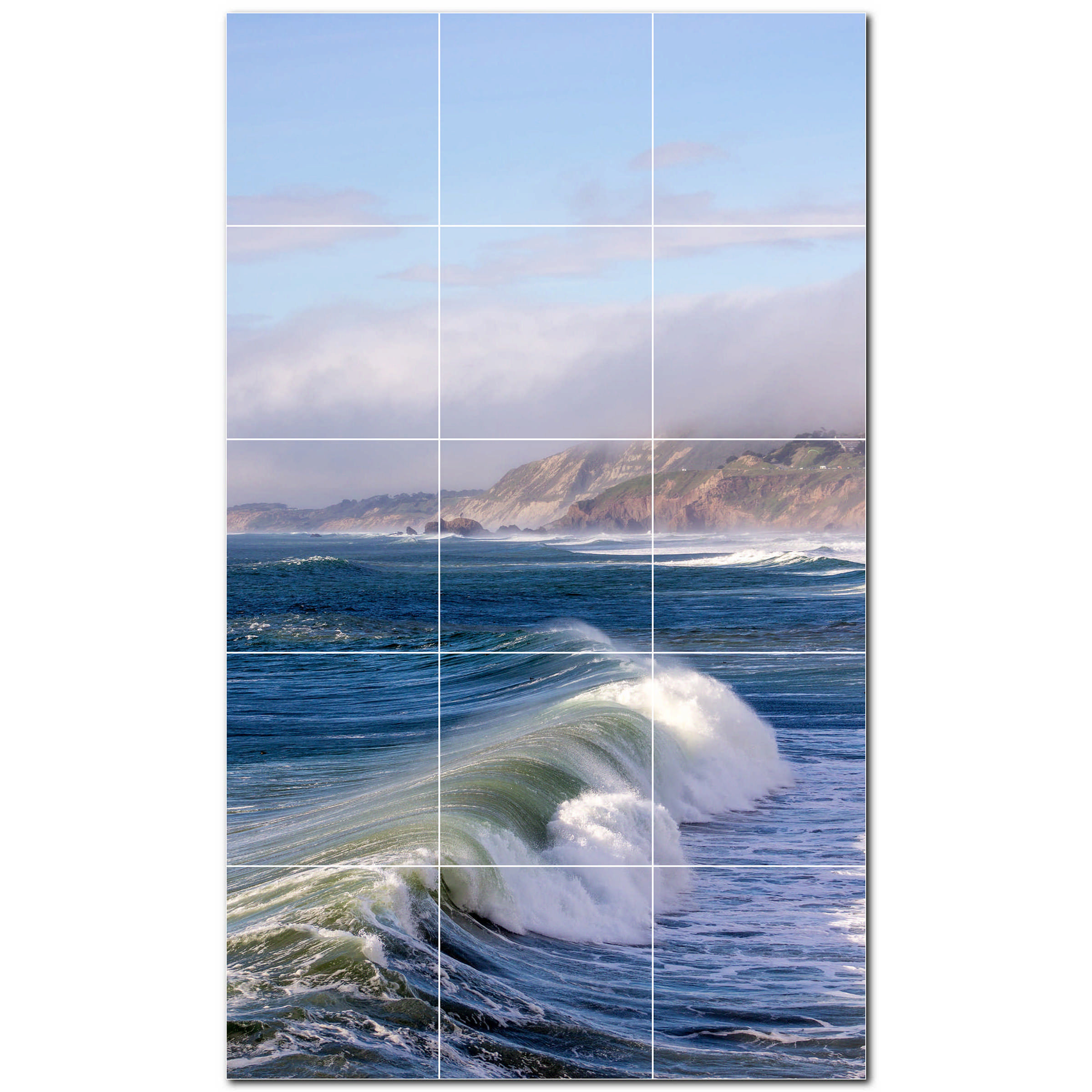Picture-Tiles.com 18" x 30" Ceramic Waves Photo Decorative Mural Tile ...