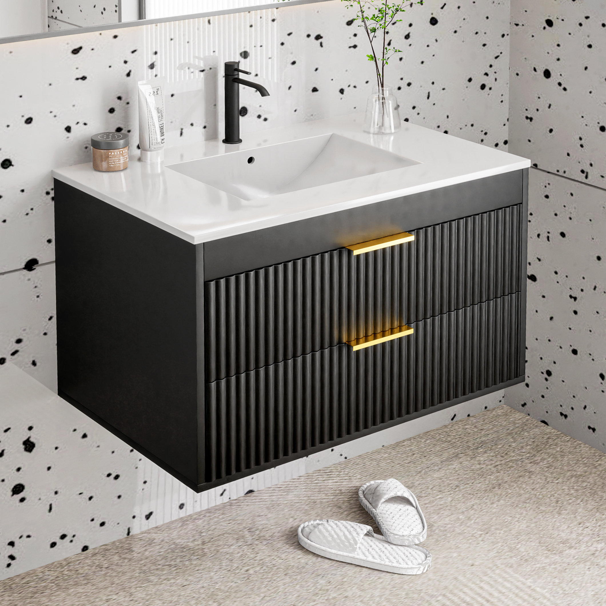 Reaeng 30" Bathroom Vanity With Sink Wall Mount Bath Vanity With ...