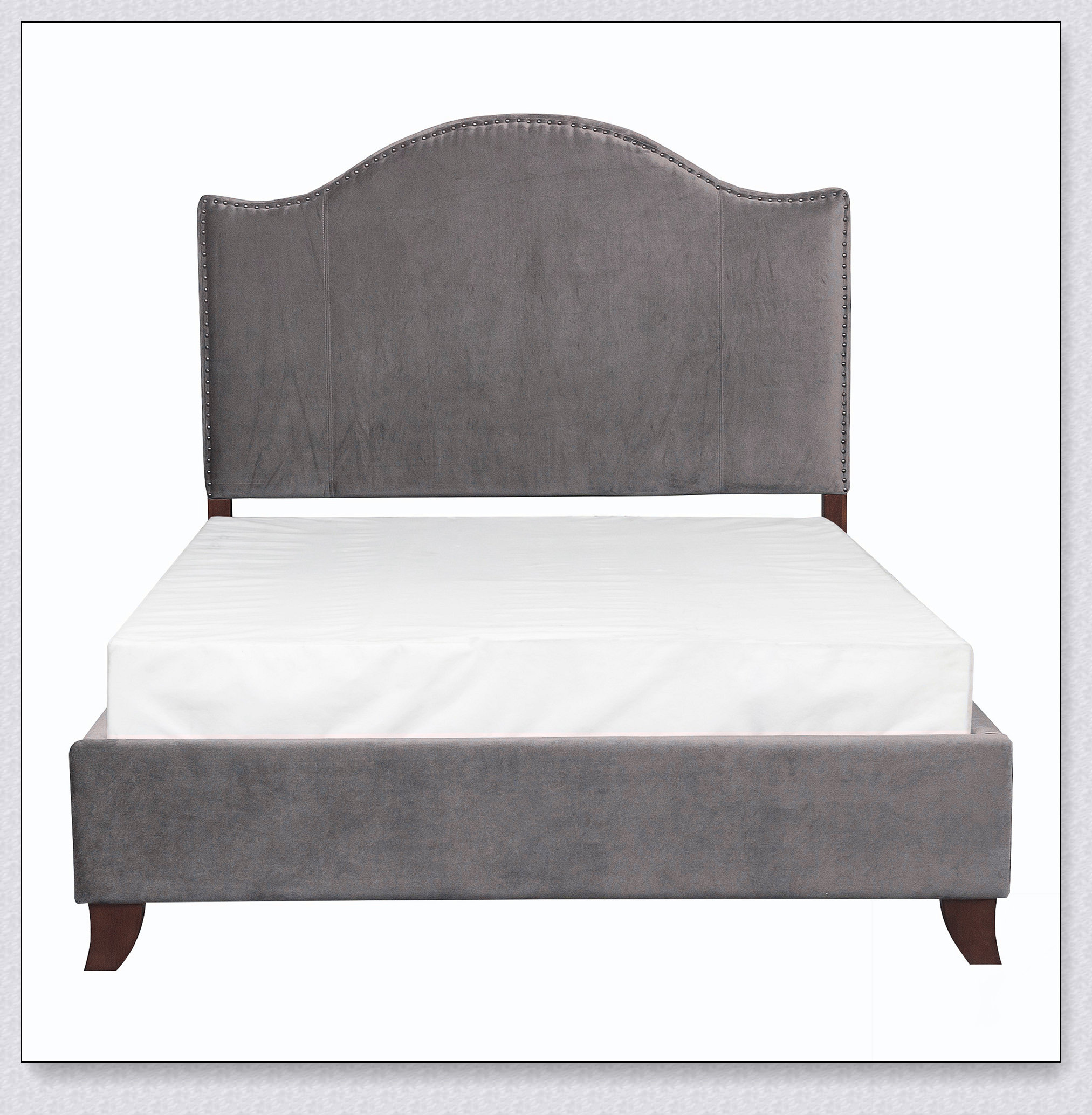 Latitude Run® Modern Traditional Bedroom Gray Velvet Upholstered Bed ...