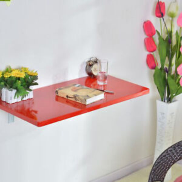 Latitude Run® Great Red Wall Mount Floating Folding Computer Desk Home ...