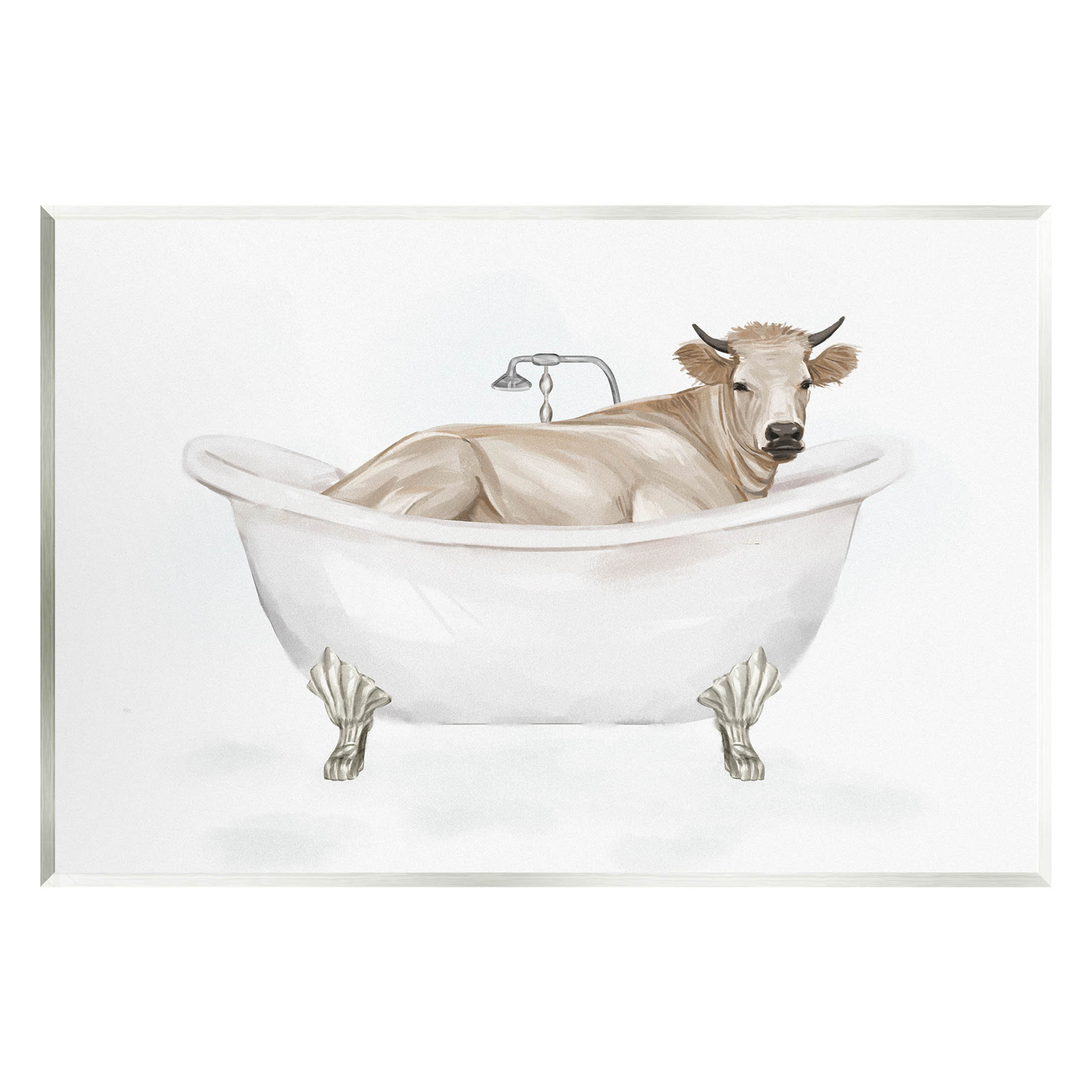 Stupell Industries Farm Cow Bathing Tub Animal Canvas Wall Art By Ziwei ...