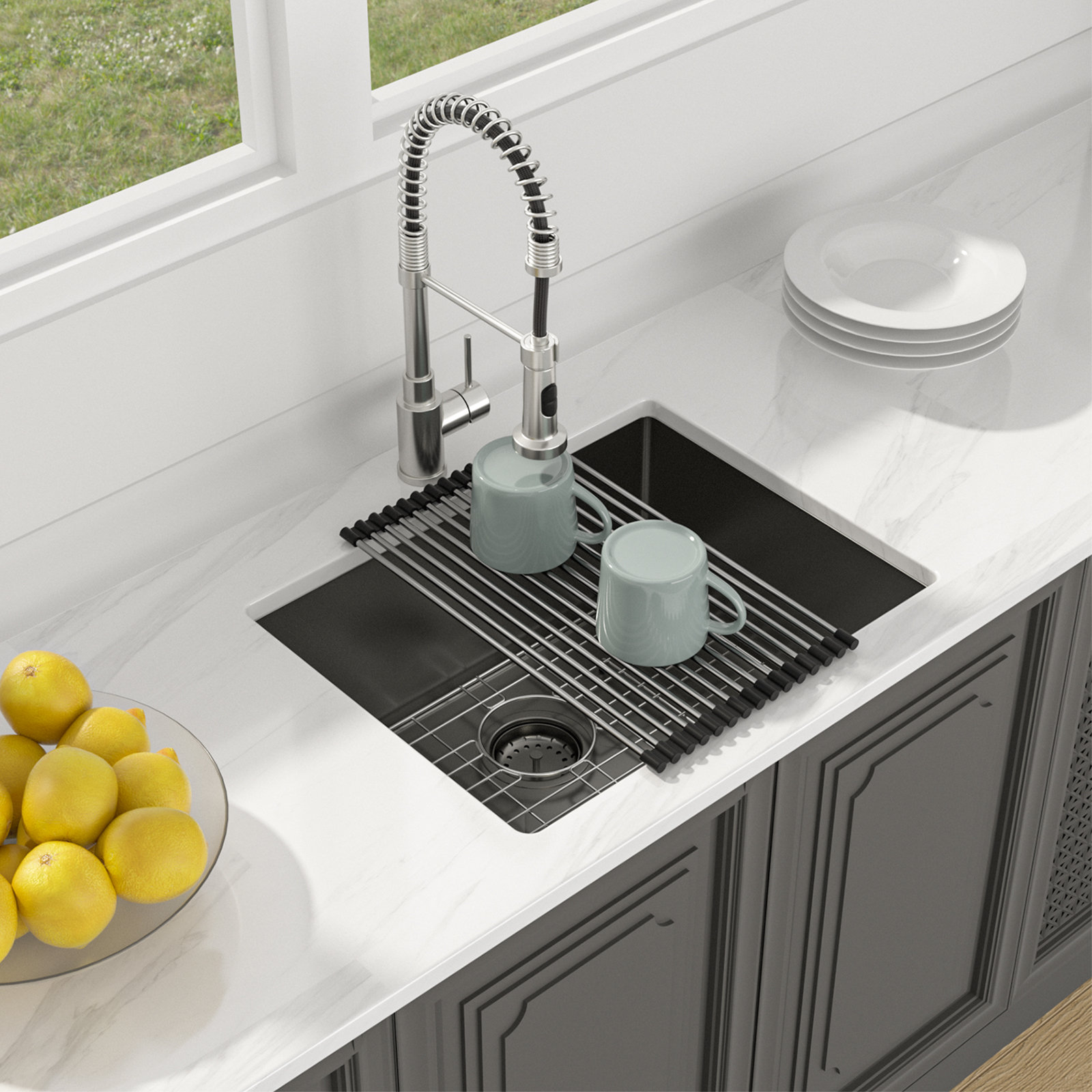 Lordear 23x18 Inch Bar Sink Gunmetal Black Single Bowl Undermount Bar ...