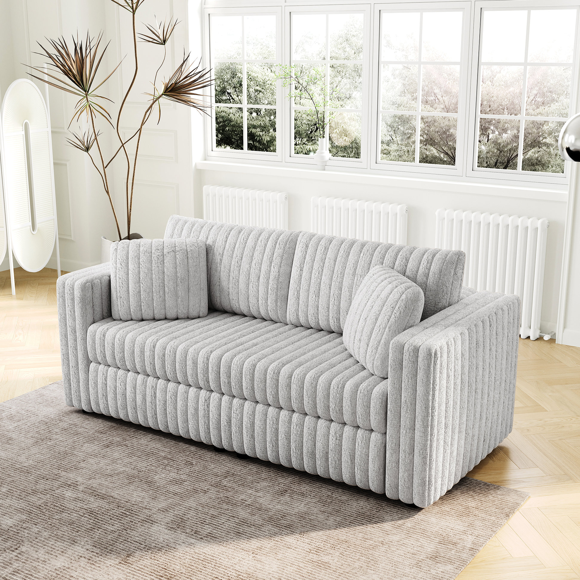 Latitude Run® Arne Gray Living Room Modular - 106.3" With Fabric And ...
