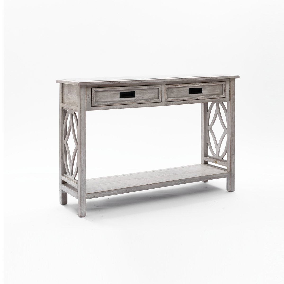 Gracie Oaks Whitewashed Wood 2-Drawer 1-Shelf Console And Entry Table ...