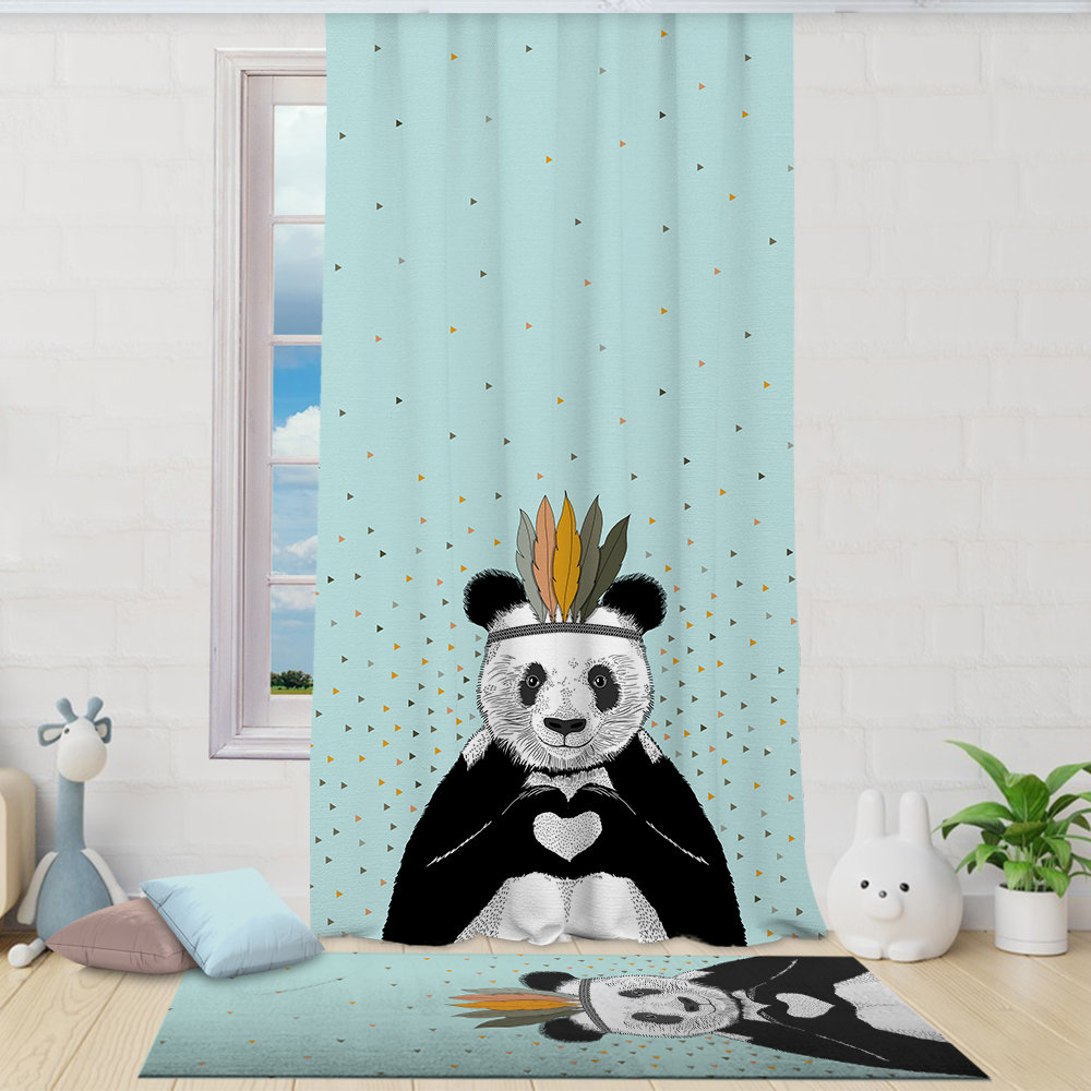 Lilijan Home & Curtain Romantic Panda Kids Room Curtain 100% Blackout ...