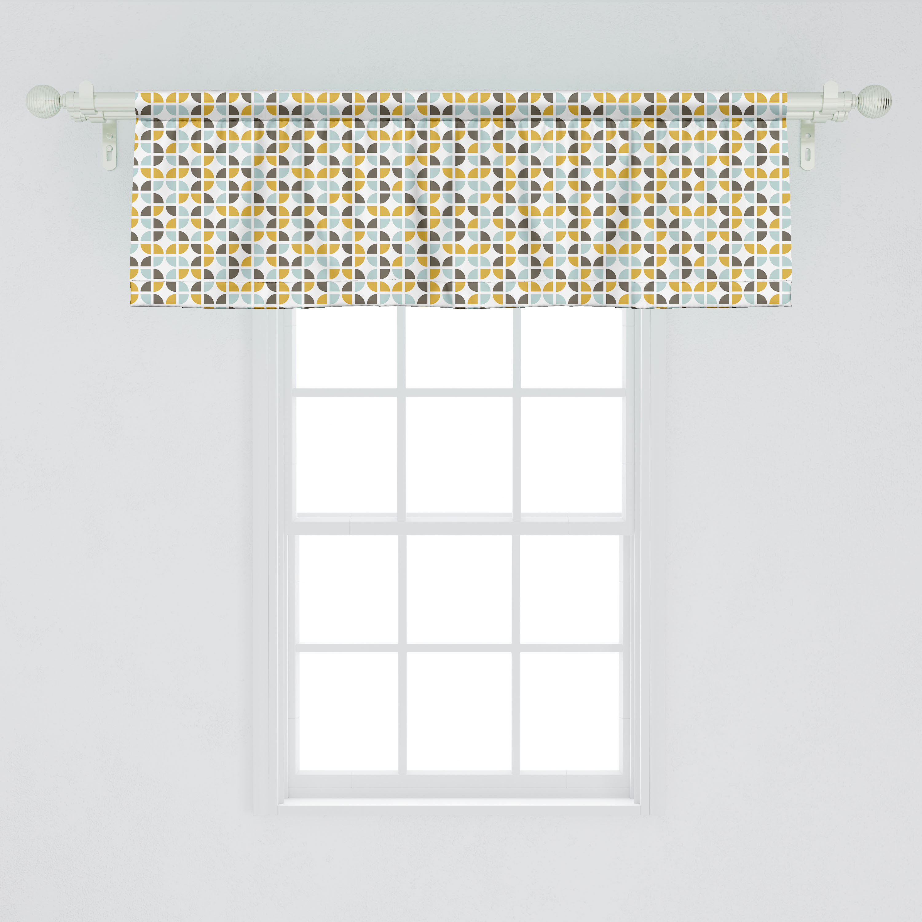 Ambesonne Abstract Valance Pack of 2 Retro Mid-Century Design Yellow ...