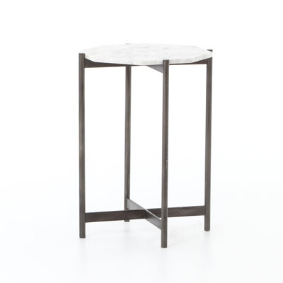 Four Hands Kiva Marble Top Cross Legs End Table & Reviews | Perigold