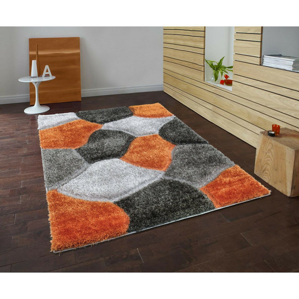 Ivy Bronx Carsyn Handmade Shag Orange/Grey Rug & Reviews | Wayfair.co.uk