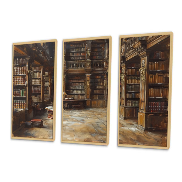 Lark Manor™ Brown Beige Vintage Library Books II - Libraries Wall Art ...