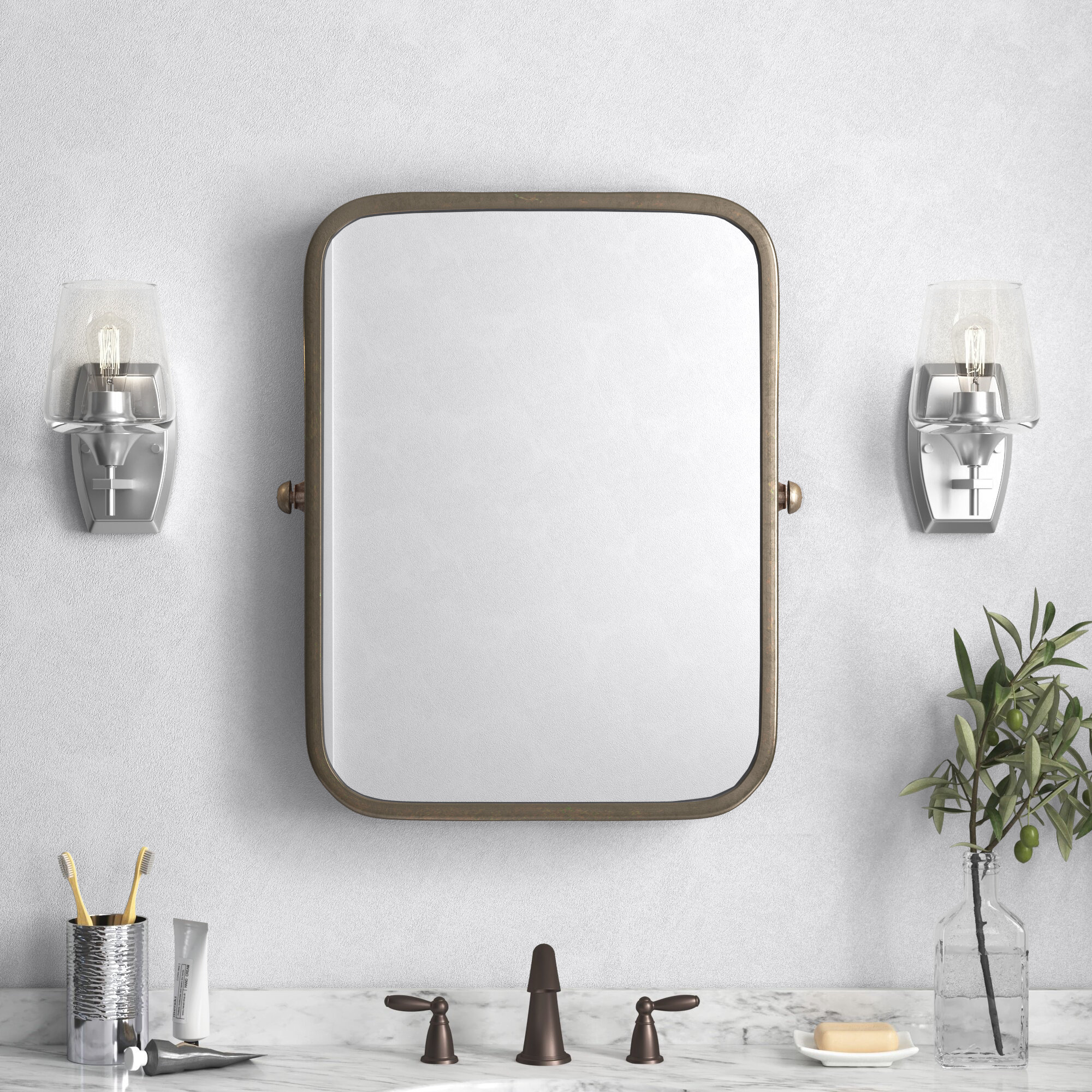 Trent Austin Design® Nicol Round Edge Metal Framed Pivot Wall Mirror ...