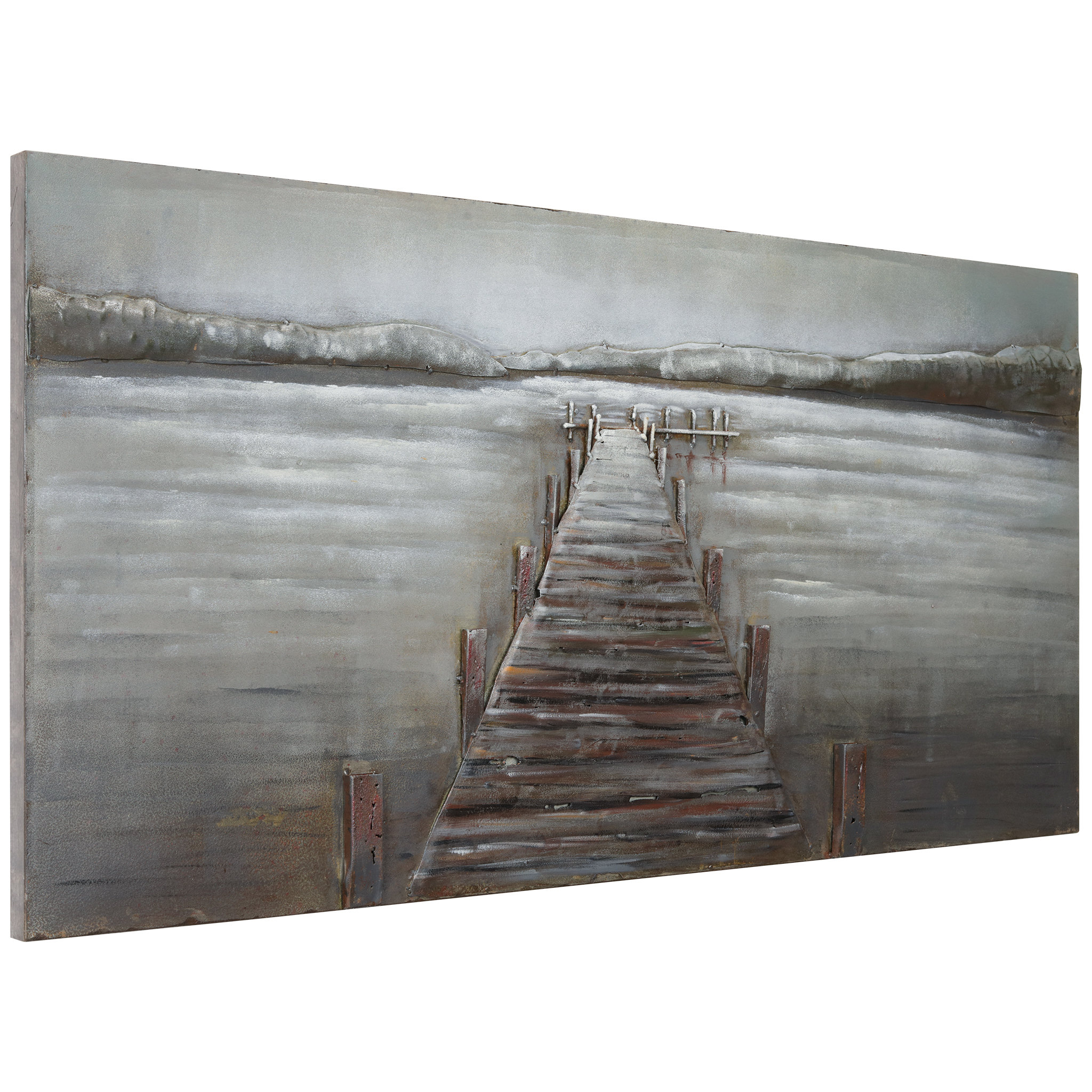 17 Stories 'Pier' Mixed Media Iron Hand Painted Dimensional Wall Décor ...