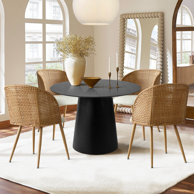 George Oliver Lanieya 42" Solid Oak Round Pedestal Dining Table ...
