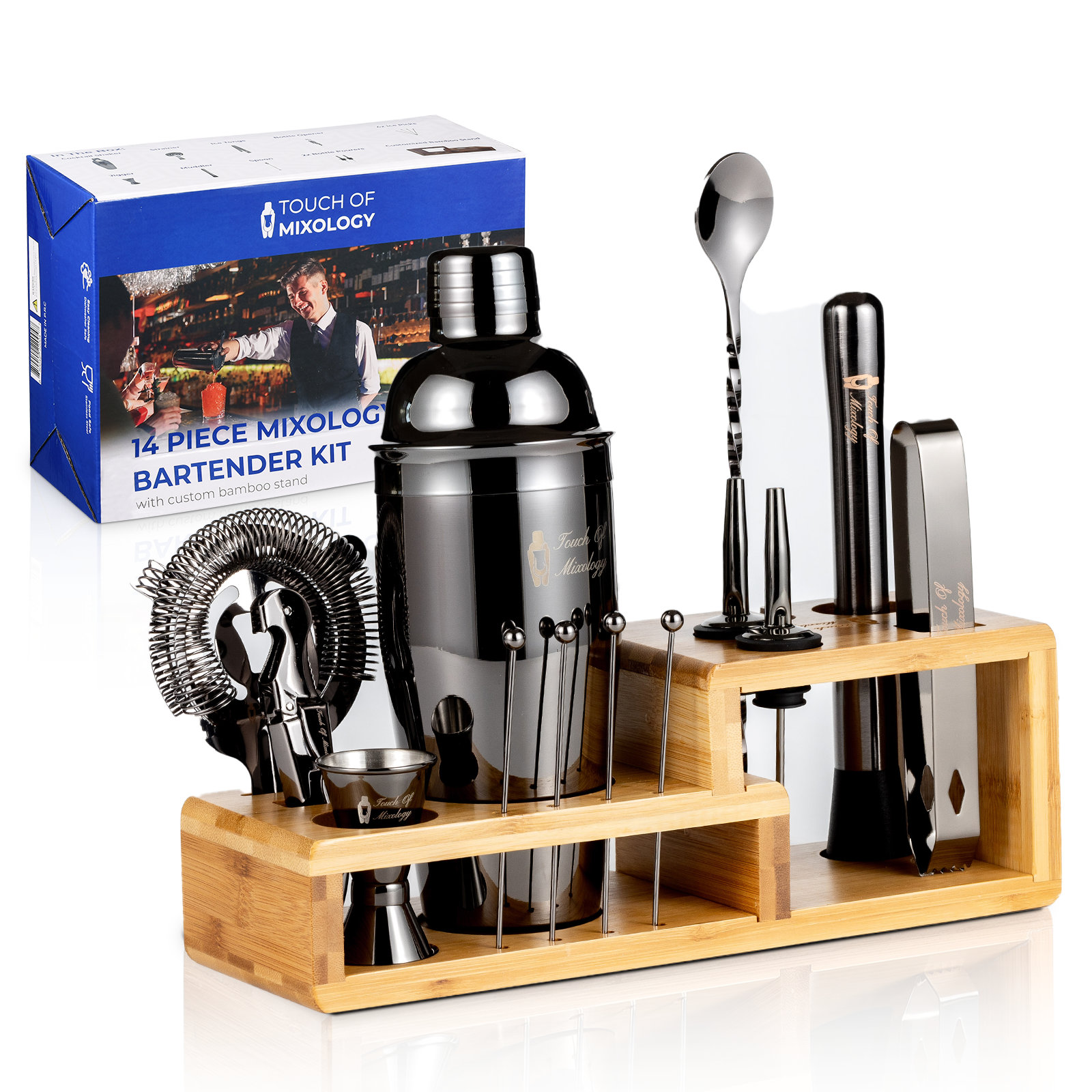 Latitude Run® Rylon Bartender Kit - Bar Tool Set - Mixology Bar Set Cocktail Shaker Set ...