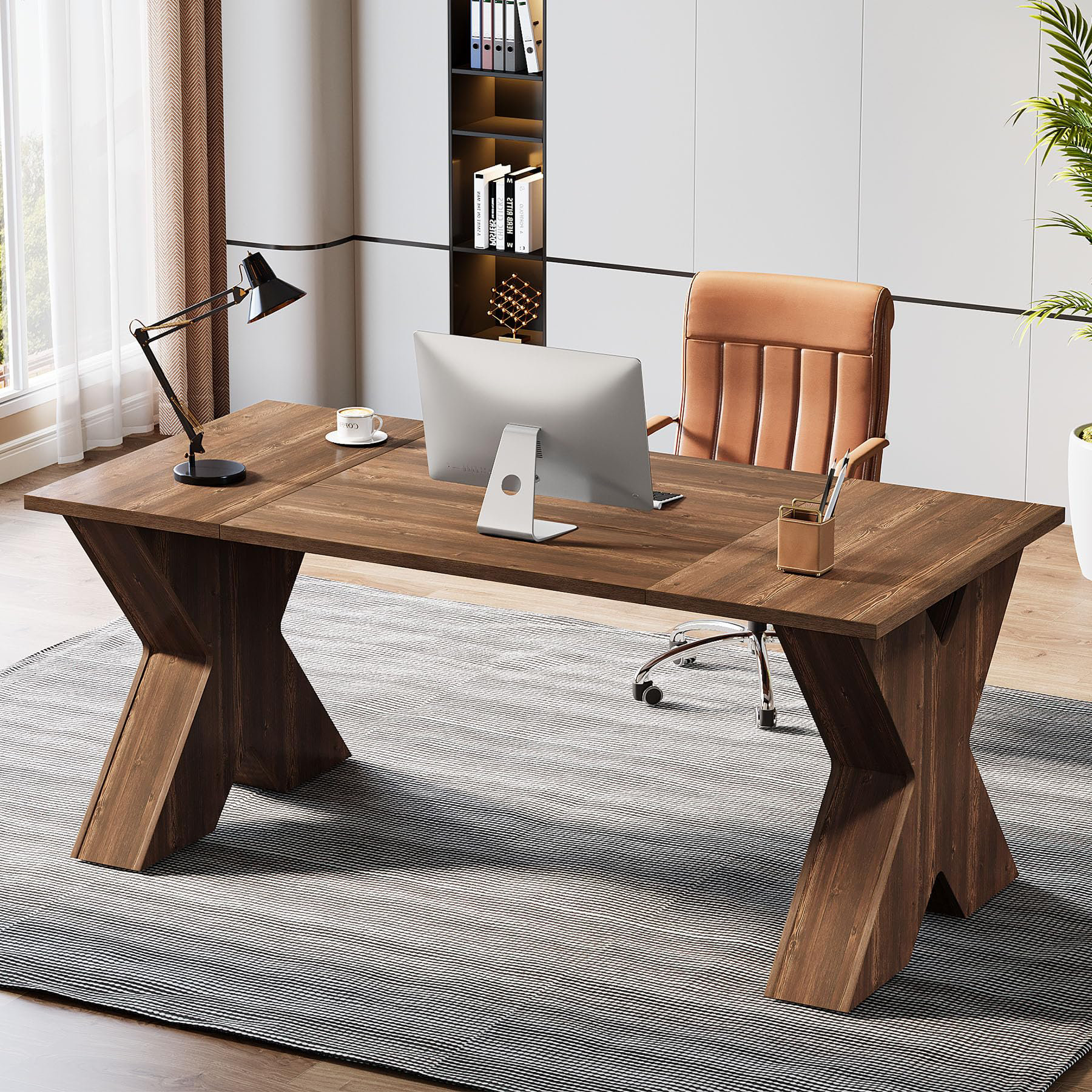 Gracie Oaks 63-Inch Rectangle Executive Desk & Reviews | Wayfair