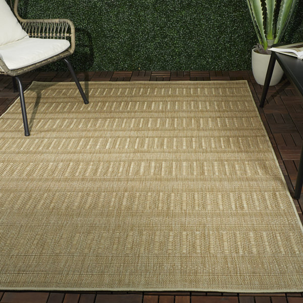 Canora Grey Viaana Striped Flatweave Beige Indoor / Outdoor Use Area ...