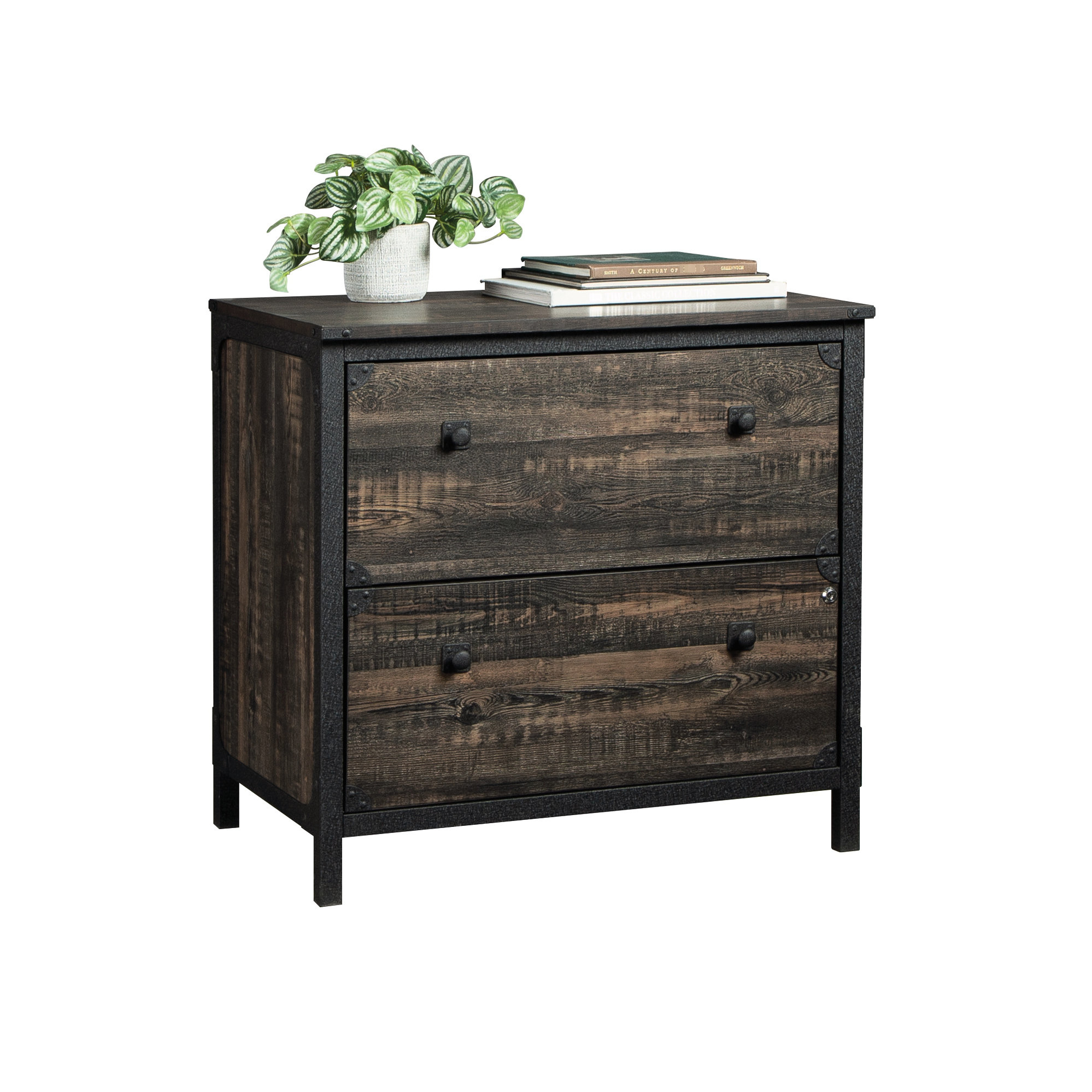 17 Stories Rustic Brown Lateral Storage With Lockable Bottom, Smooth ...