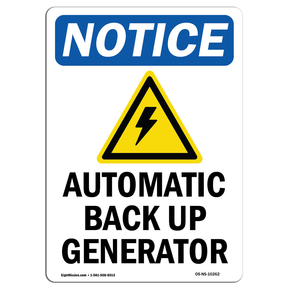 SignMission Automatic Back up Generator Sign with Symbol | Wayfair