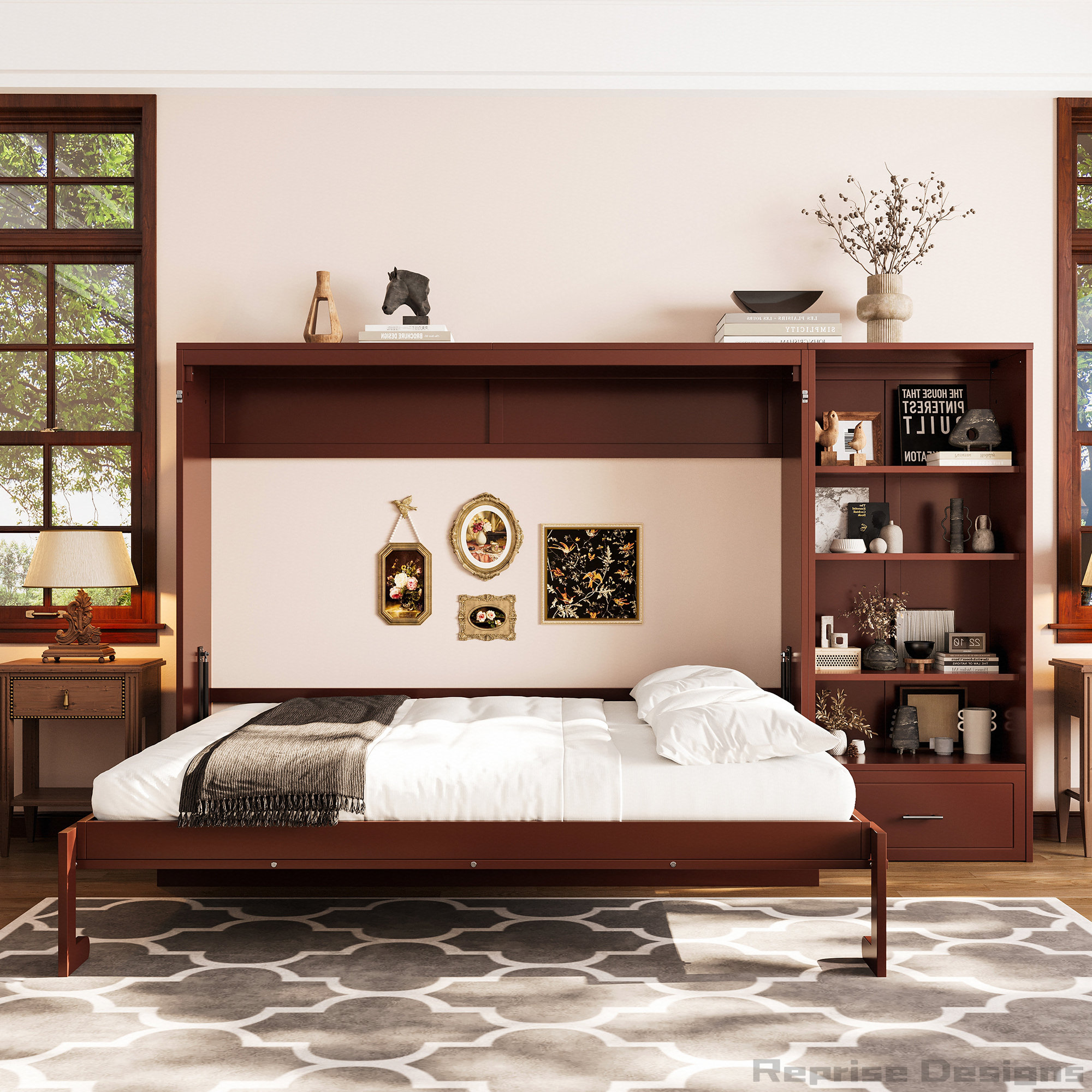 Red Barrel Studio® Murphy Bed with Height Adjustable Storage ...