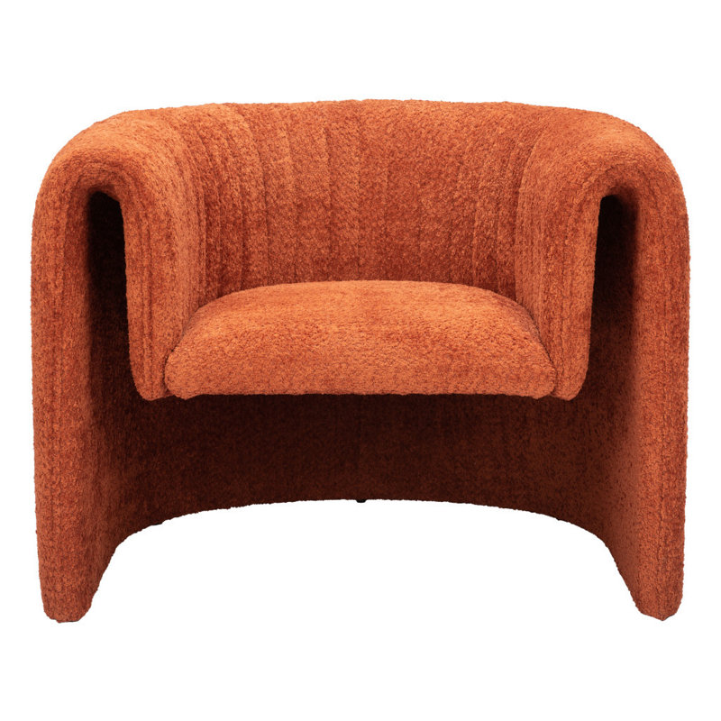 HomeRoots 37" Burnt Orange Sherpa And Upholstered Tufted Arm Chair ...