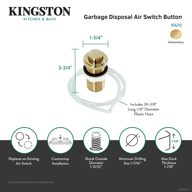 Kingston Brass Trimscape Garbage Disposal Air Switch Button | Wayfair