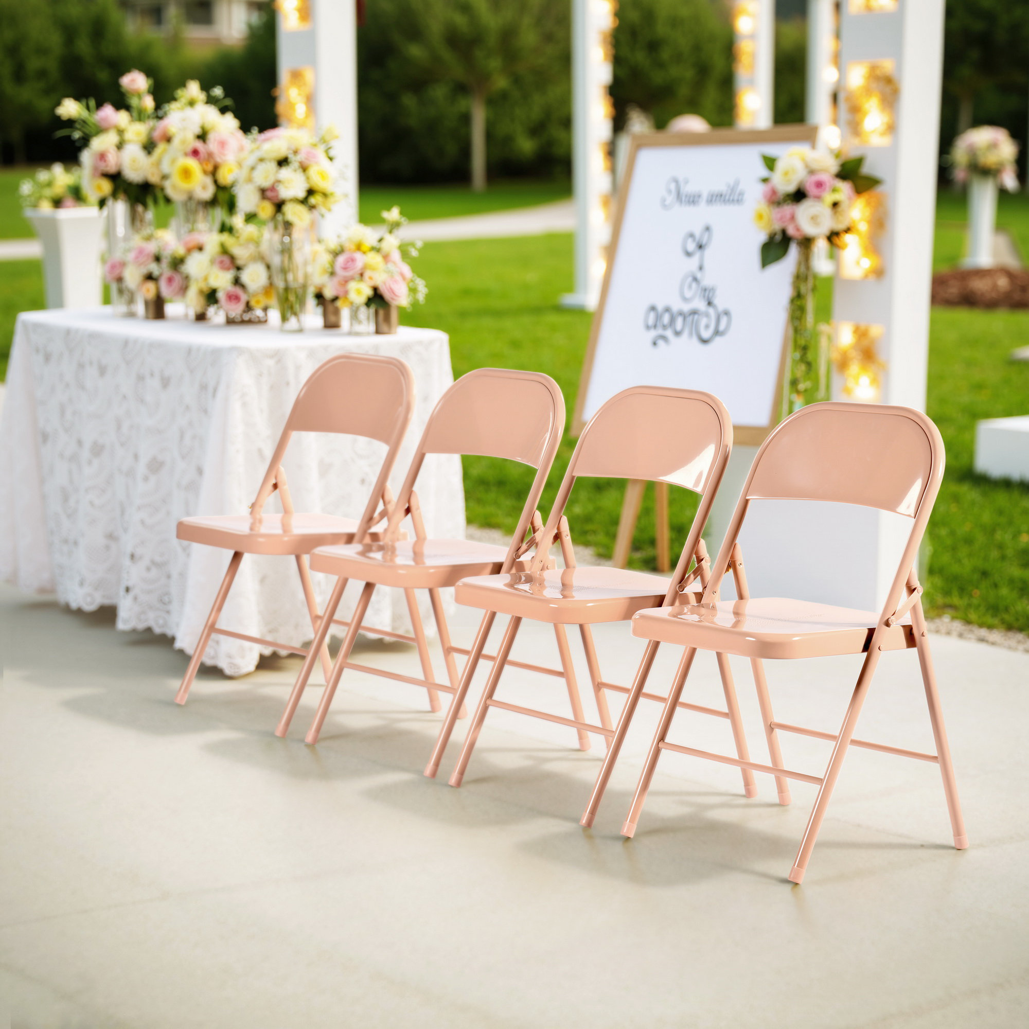Ebern Designs 4-Pack Folding Metal Chairs No Assembly Required for ...