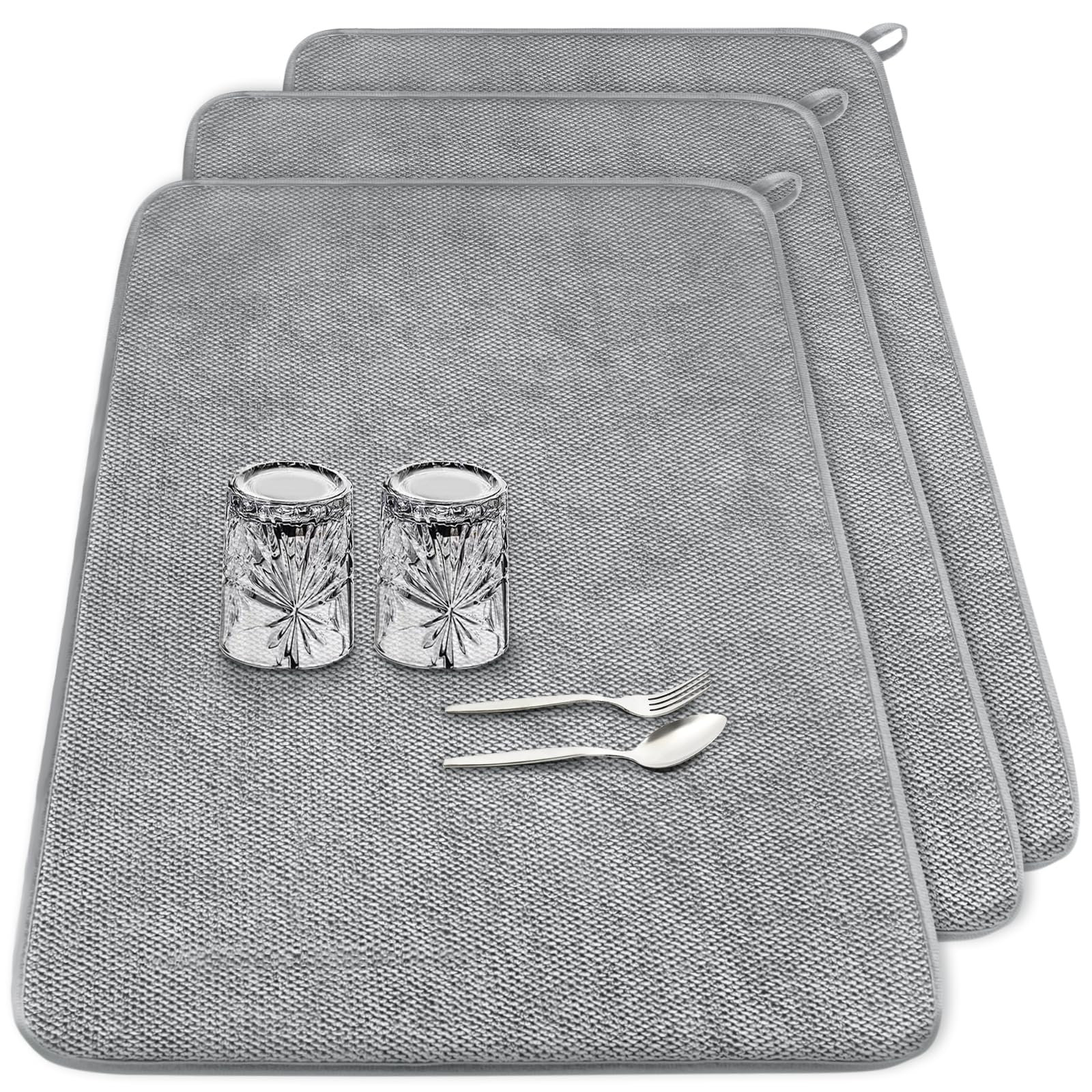 APPENIN WINTER PARK CORP 3 Pcs XXL Dish Drying Mats,Absorbent Drainer ...