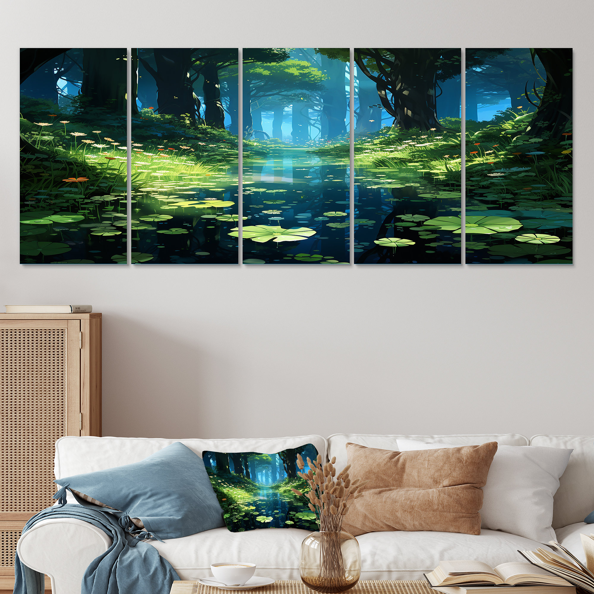 Millwood Pines Jungle River Collage At Night III - Jungle 5 Piece Wall ...