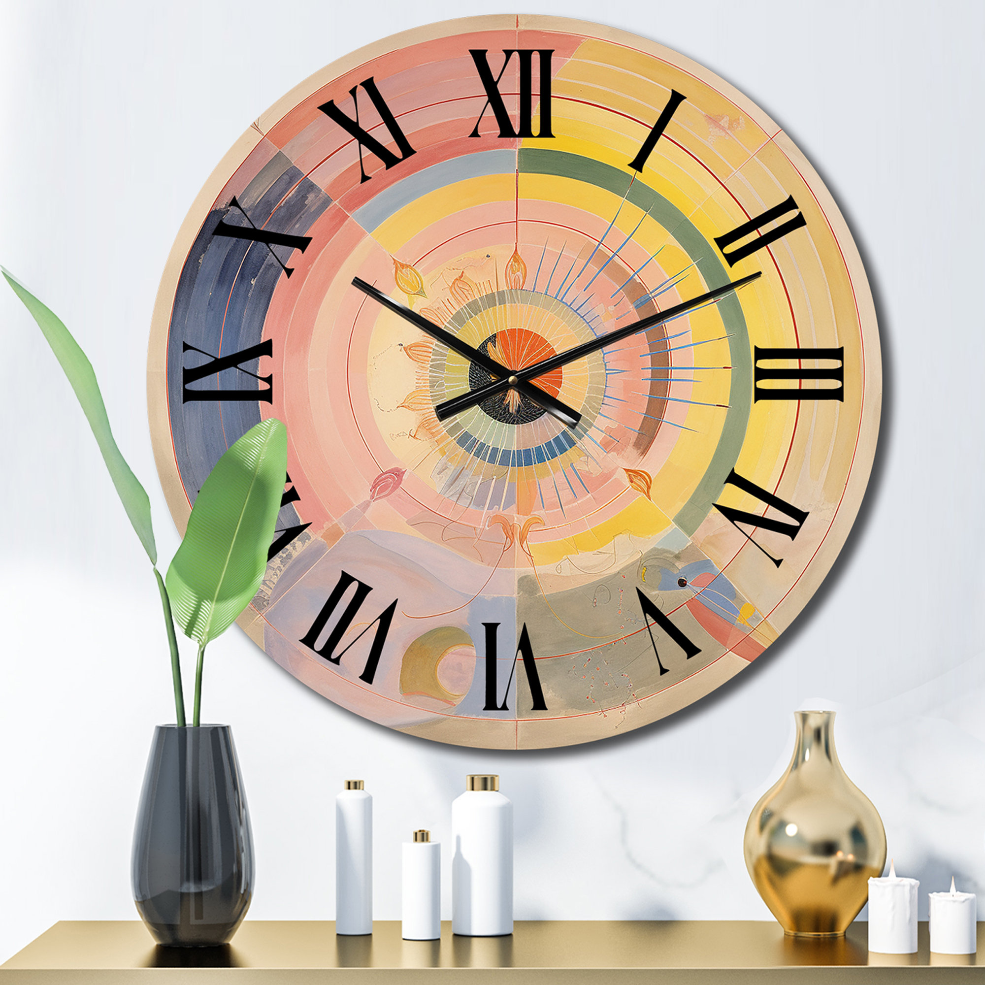 Design Art Serendipity In Retro Pink Pastel I Metal Wall Clock | Wayfair