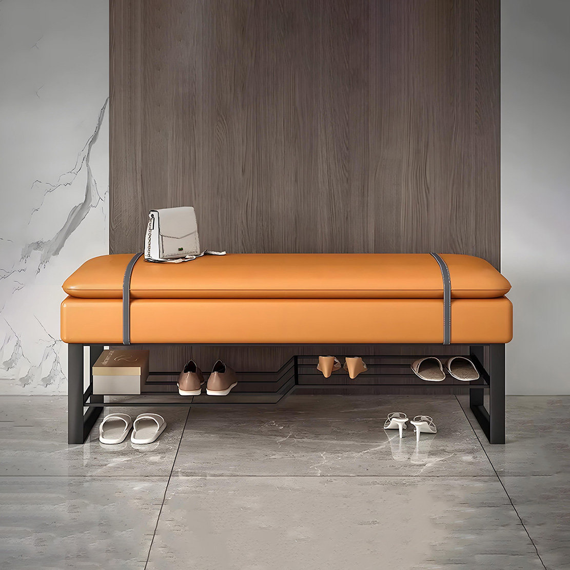 Creative bed end stool Upgraded black carbon steel shoe stool | Wayfair