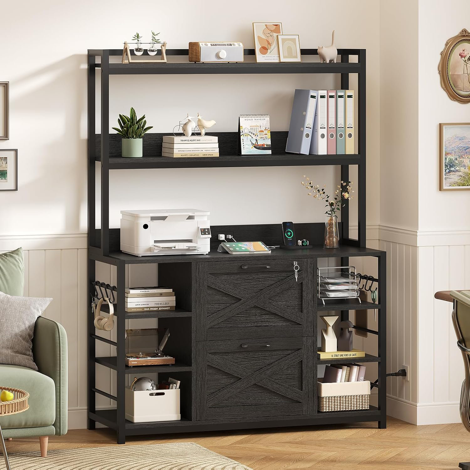 Bay Isle Home™ File Cabinet With Charging Station, Vertical Filing ...