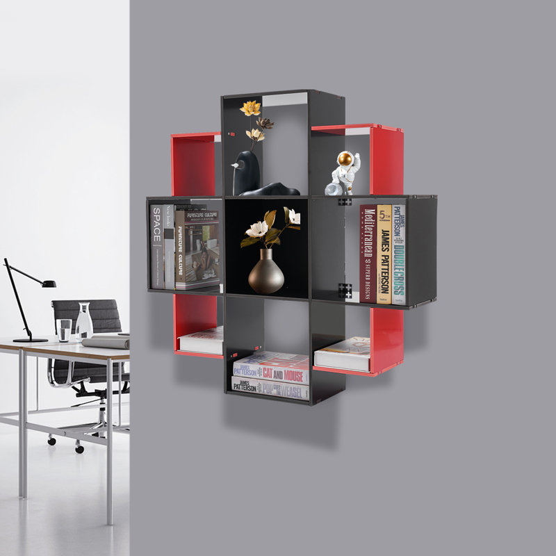 Ebern Designs Kell 35.45" H x 35.43" W Plastic Floating Bookcase | Wayfair