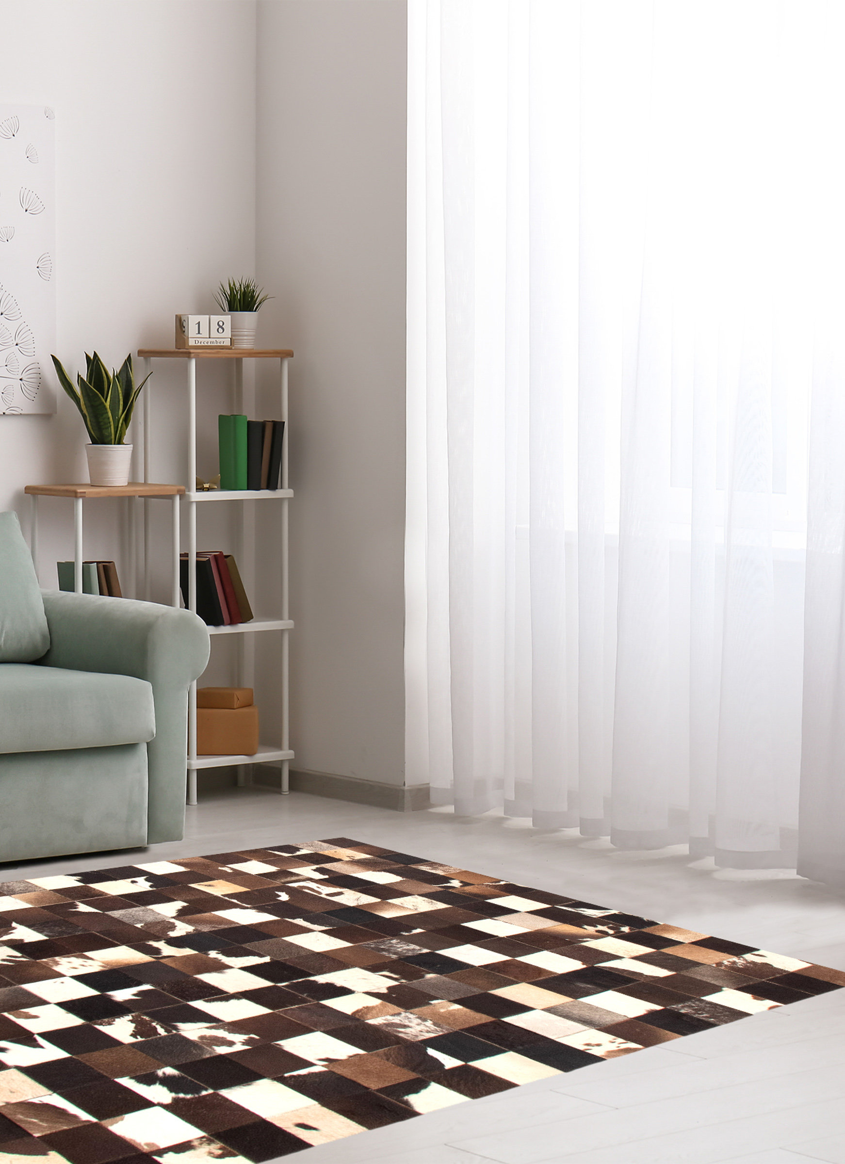 Corrigan Studio® Hasten Checkered Handmade Cowhide Dark Brown Area Rug ...