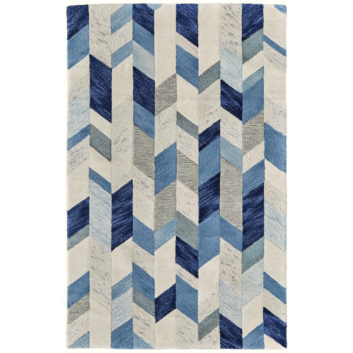 AllModern Finn Hand Tufted Graphic Rug, Blue/Ivory & Reviews | Wayfair