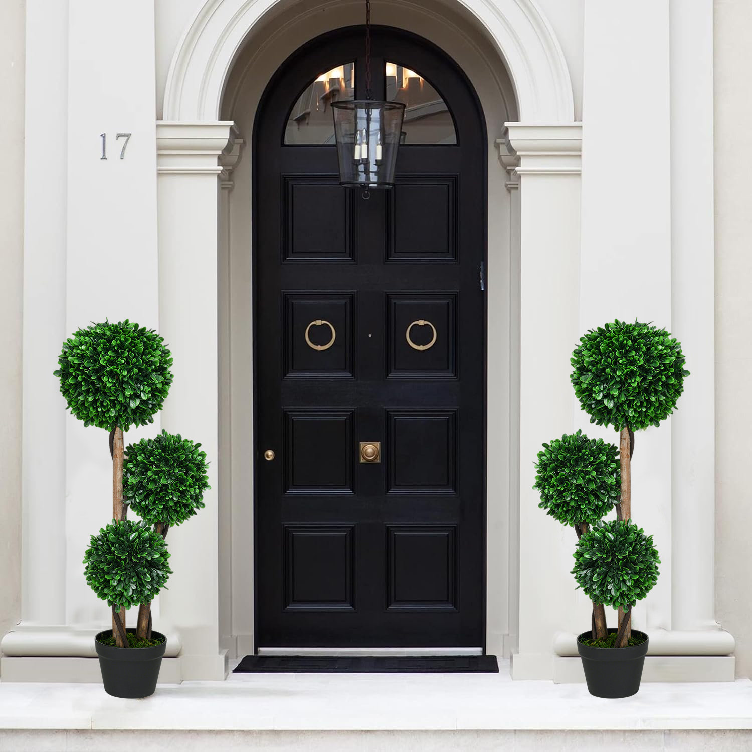 Primrue set of 2 Artificial Topiaries Ball Tree Outdoor.3ft Artificial ...