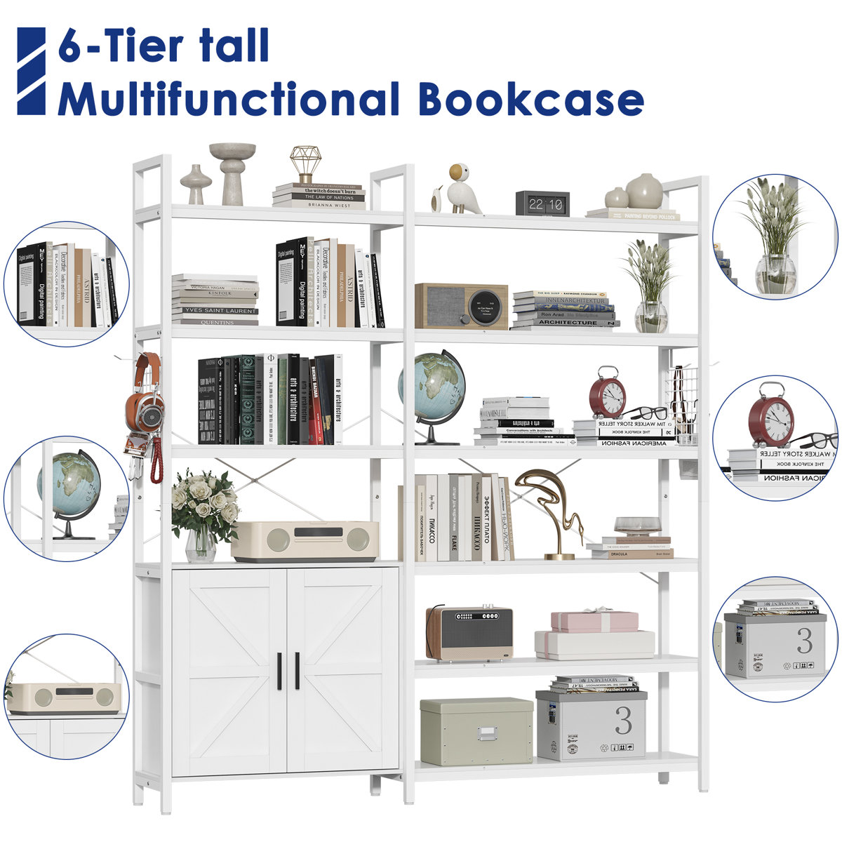 17 Stories 6 Tire Farmhouse Bookshelf And Etagere Bookcases With ...