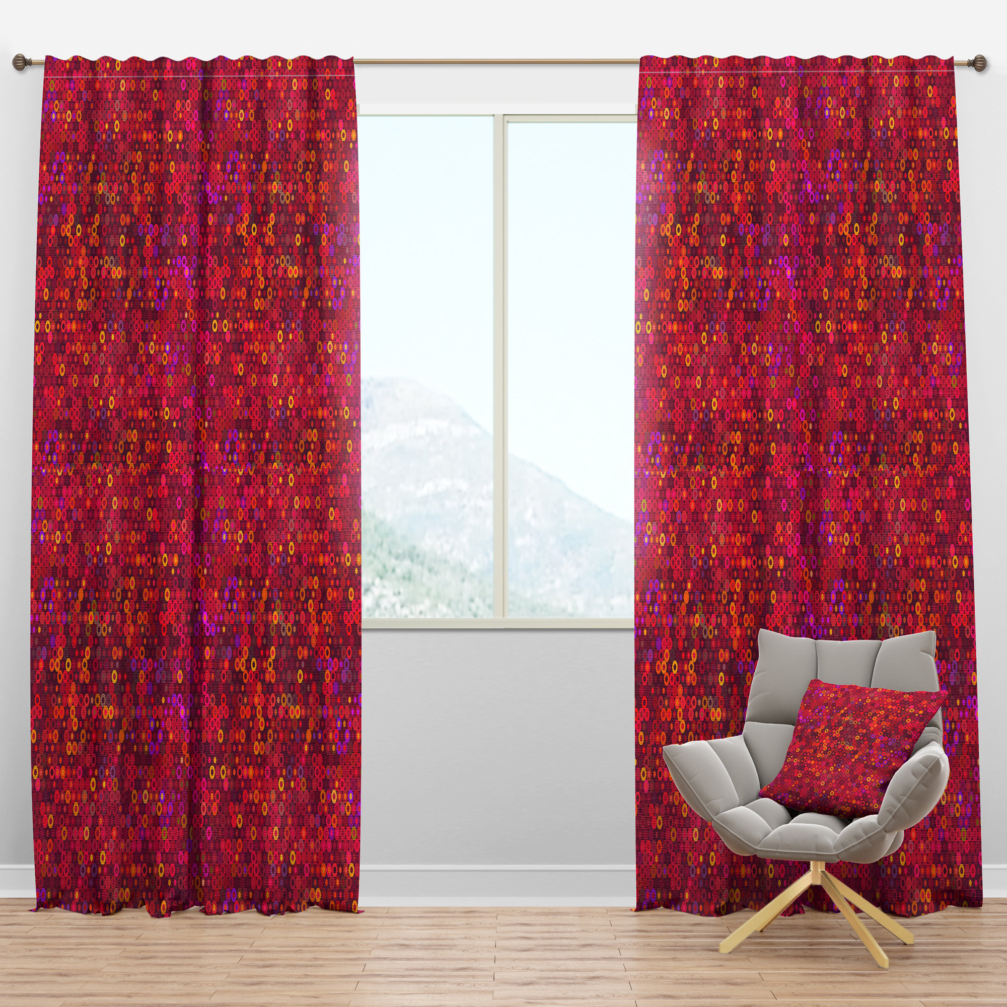 Design Art Circular Retro Design III - Abstract Curtain - Velvet Room ...