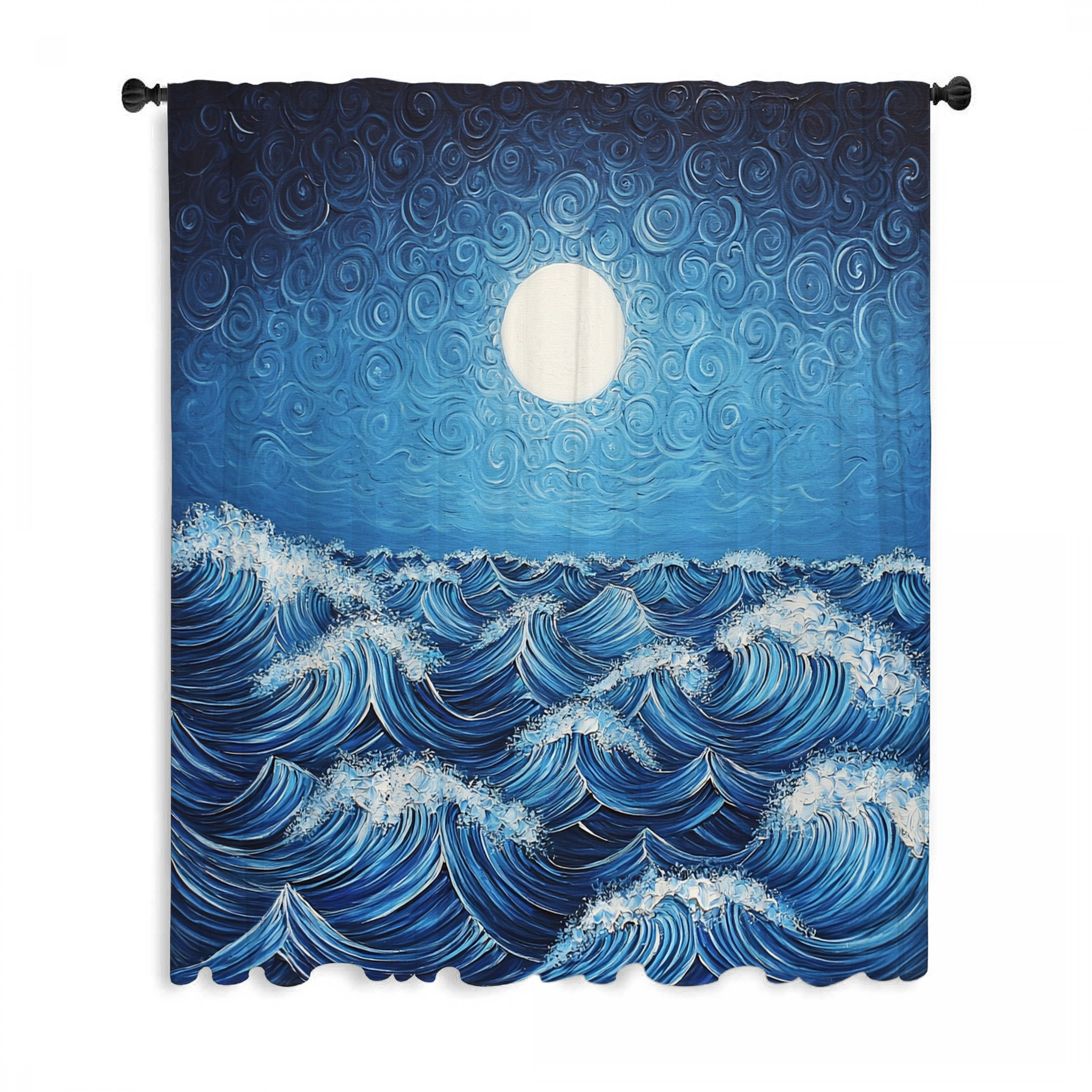 Bayou Breeze Ocean Waves Window Curtains, Seascape Blockout & Sheer ...