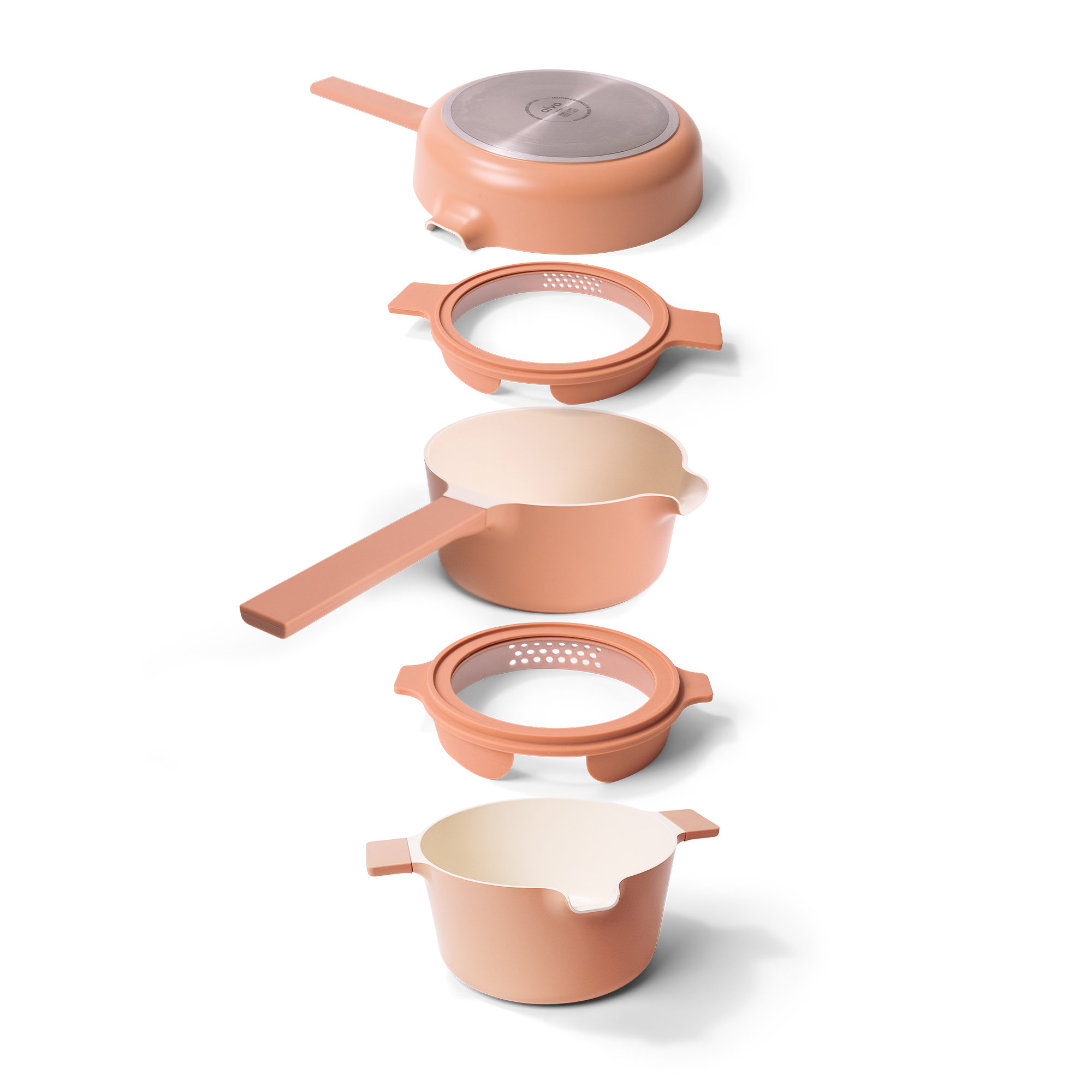 Alva Neat 5 Piece Ceramic Cookware Set - Stackable Pots and Pans ...