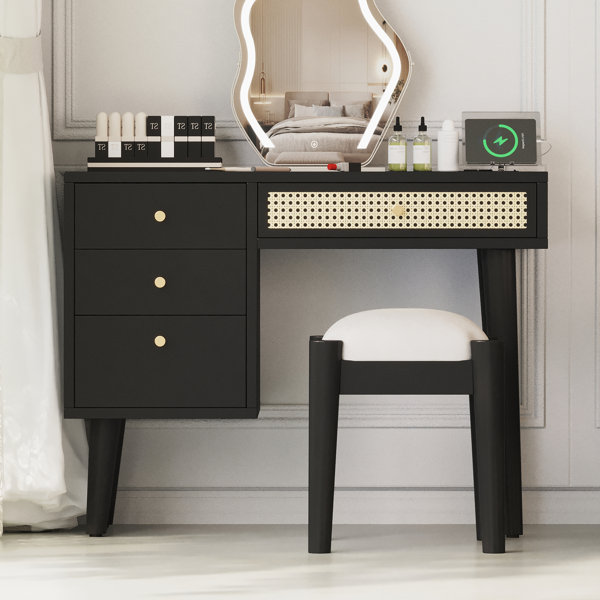 Solid Wood Makeup Vanities You'll Love | Wayfair