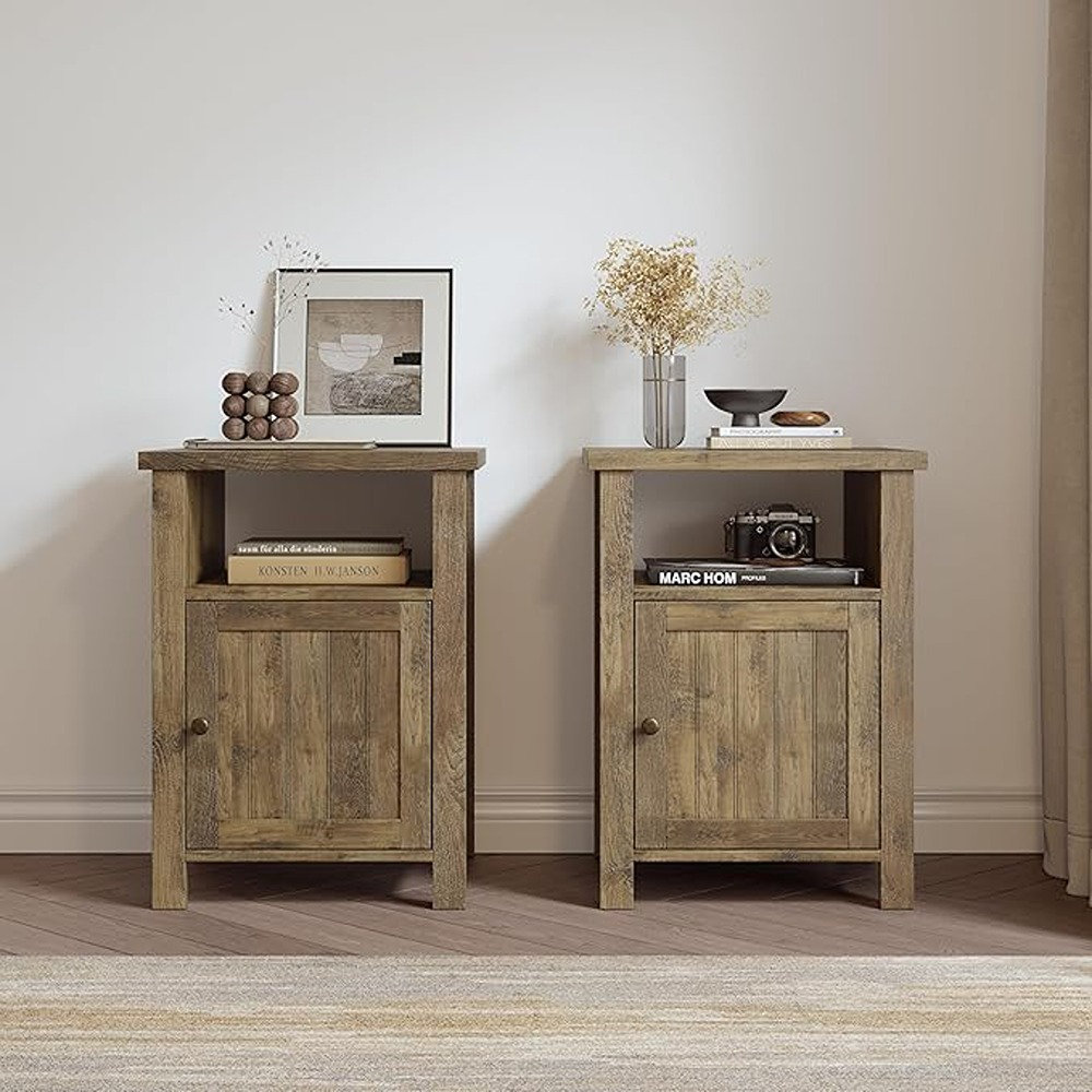 Rosalind Wheeler Farmhouse Nightstands Set Of 2, Rustic Vintage End ...