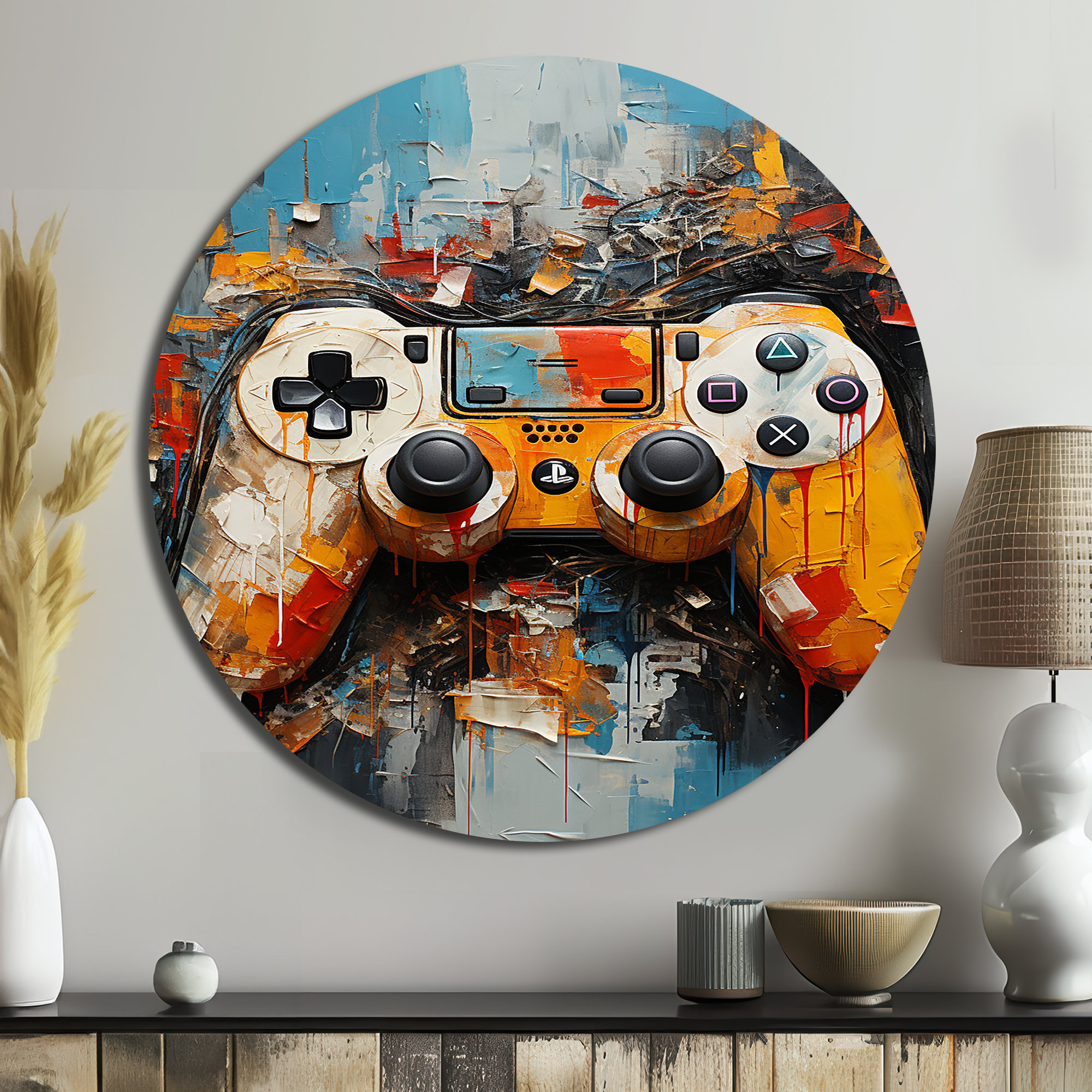 Trinx Colorful Video Game Gameplay Delight II - Fashion Round Metal Art ...