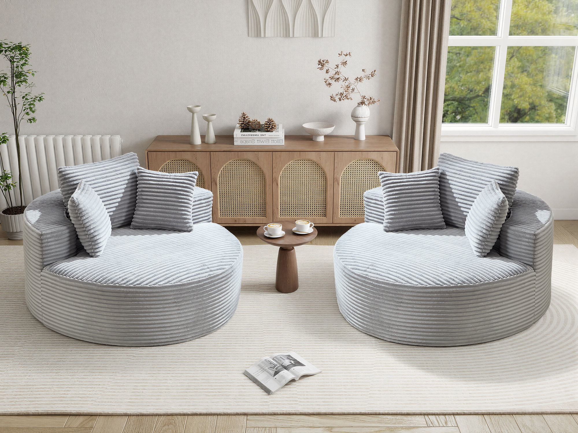 Mercer41 2 Pieces Oversized Round Indoor Chaise Lounge Chair ...