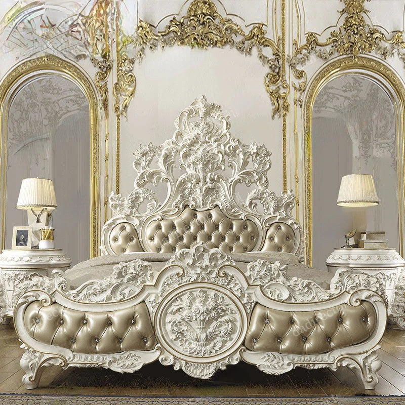 World Menagerie Luxury Solid Wood Double Bed Royal Court Princess ...