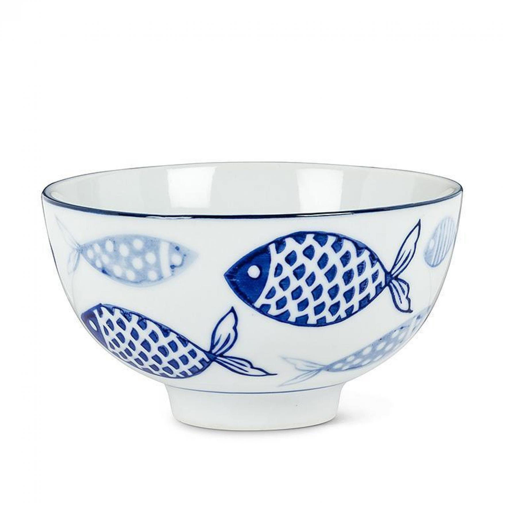 Fleur De Lis Living Fish Patterned Rice Bowl in , 4" | Wayfair