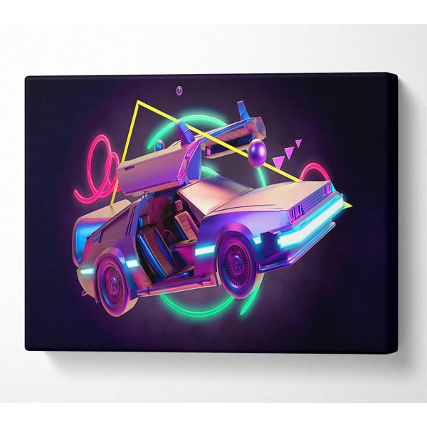17 Stories Delorean Car Neon - Wrapped Canvas Art Prints | Wayfair.co.uk
