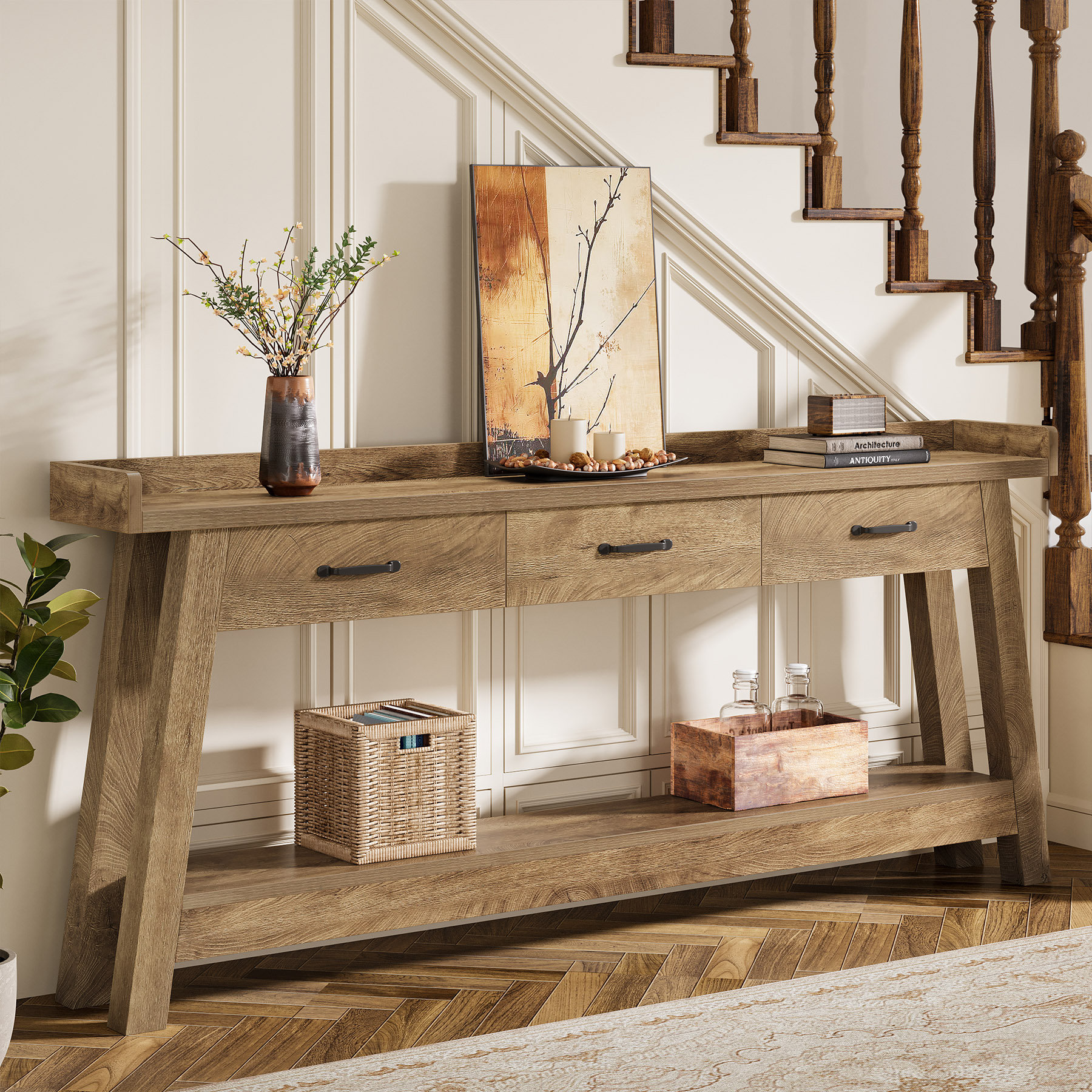 Millwood Pines 70.9-Inch Sofa Console Table with 3 Drawers & Reviews ...