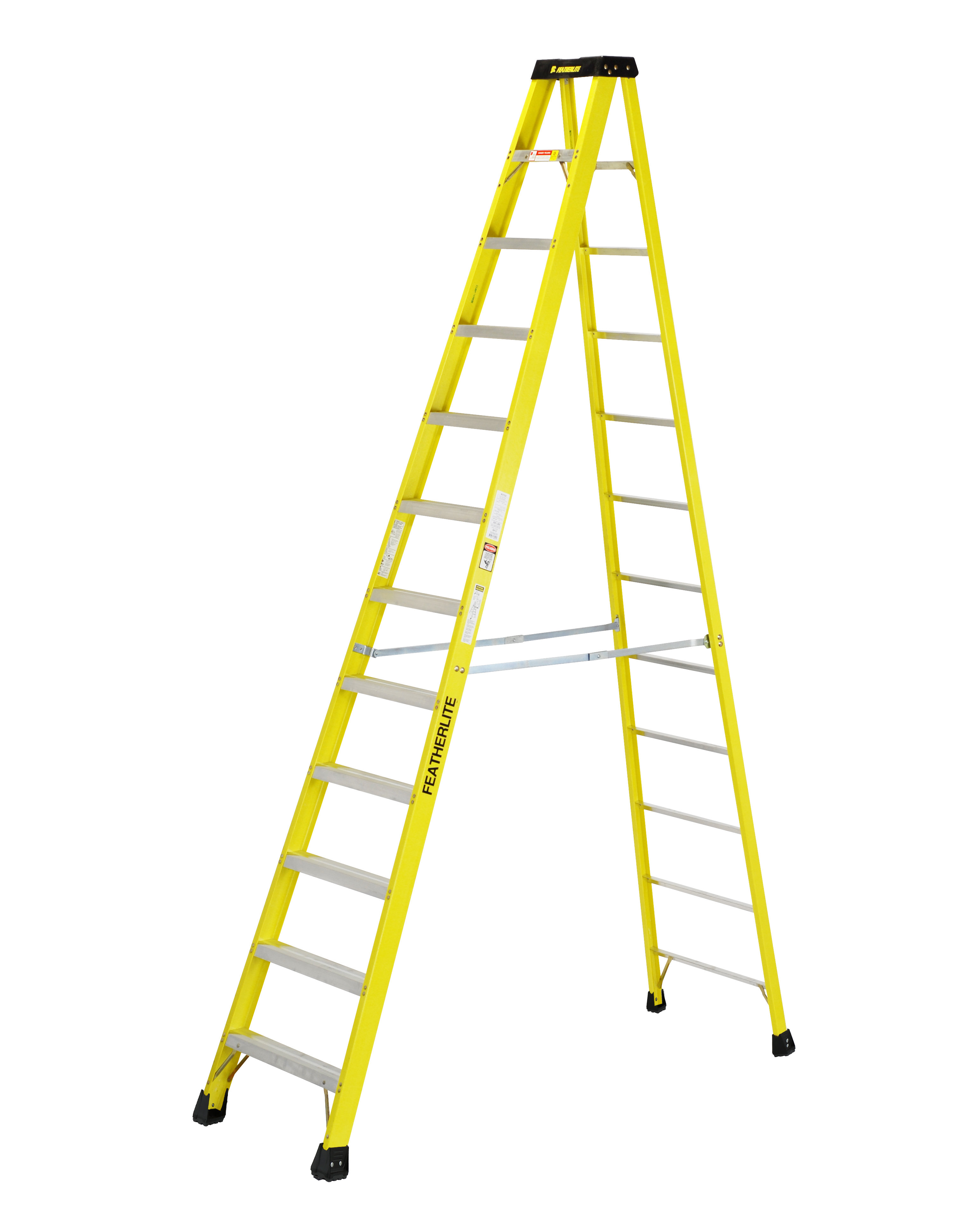 Featherlite 12 ft. Fiberglass Step Ladder with 300 lbs. Load Capacity ...