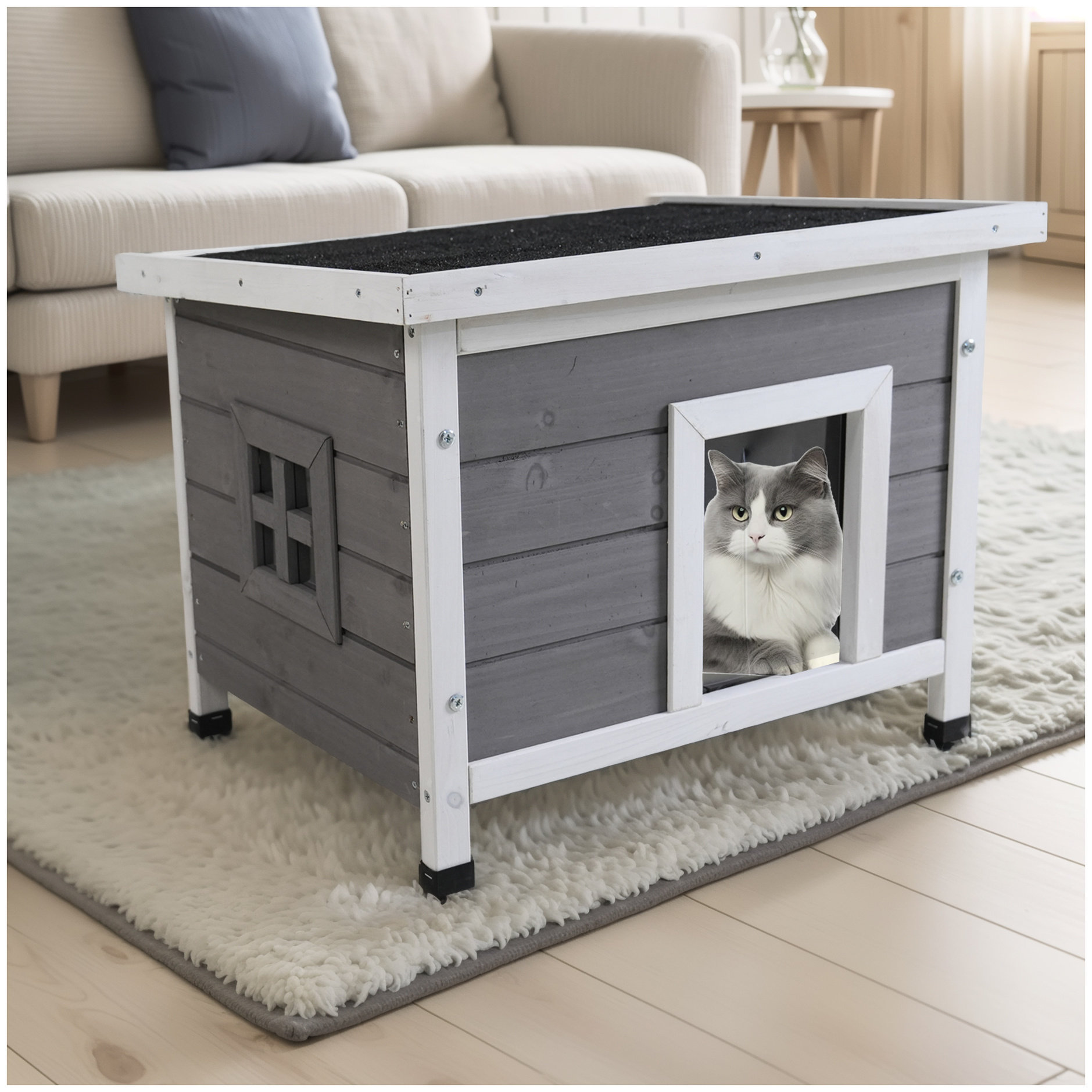 Ophelia & Co. 100% Natural Wood Pet House - Aesthetic Appeal For Your ...