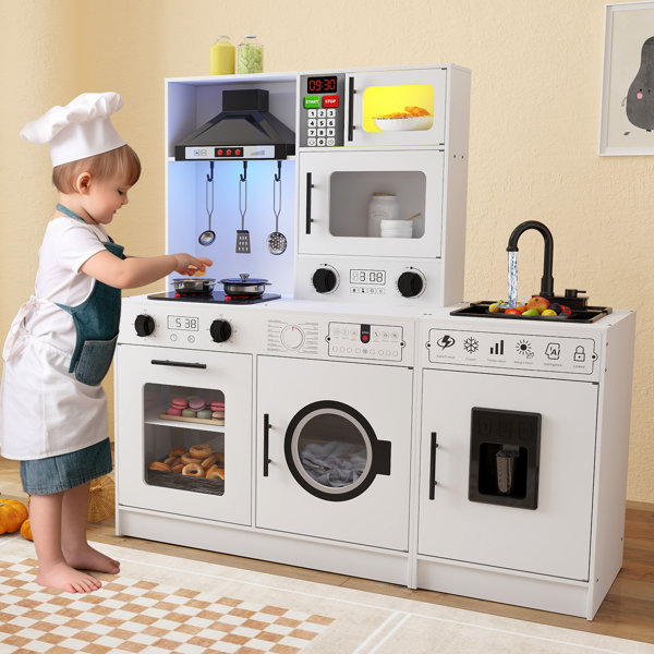 Joyldias Wooden Kids Play Kitchen Set With Circulating Sink, Movable ...